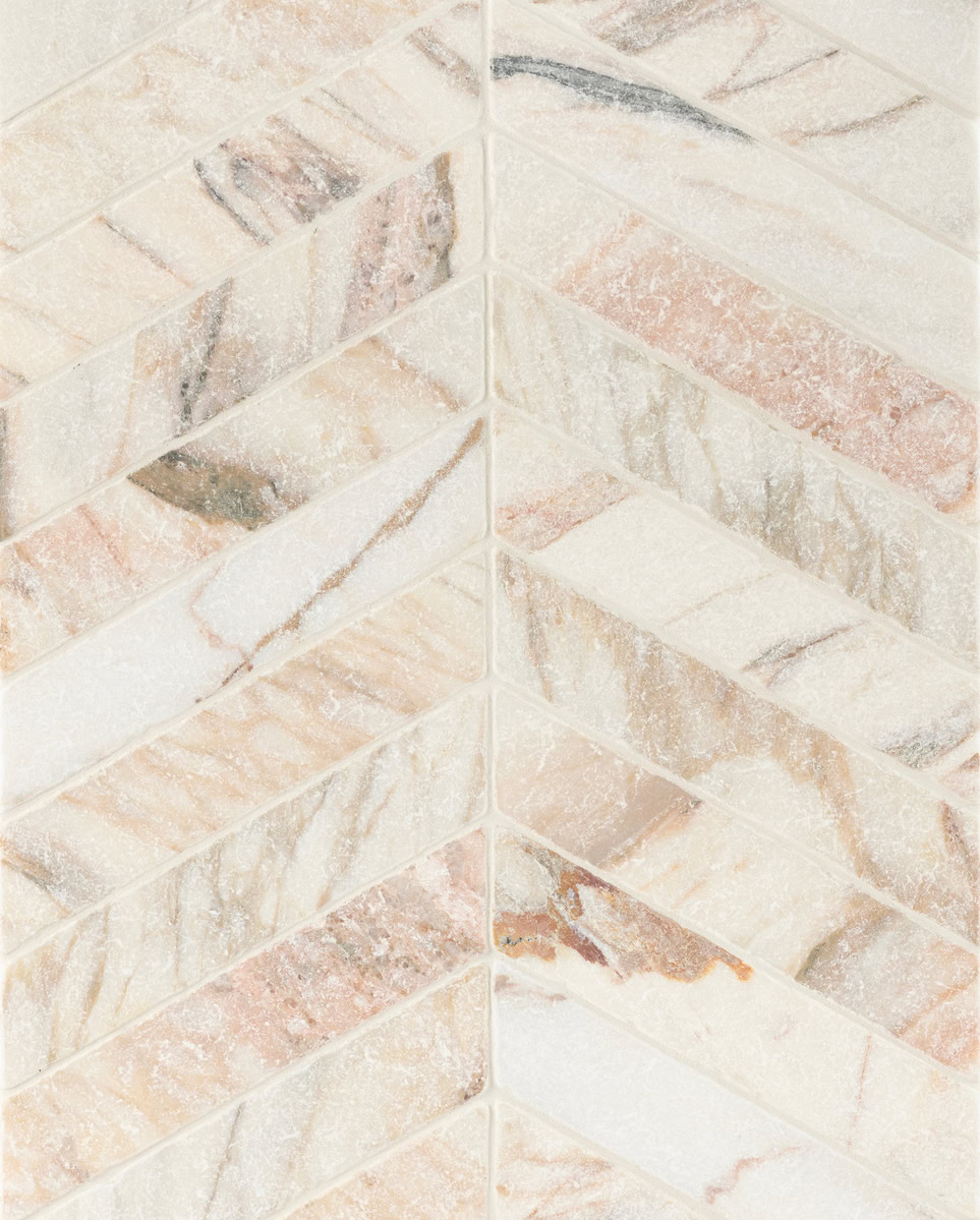 Chevron Calacatta Rosa Marble Tile | Designer Floors of Houston
